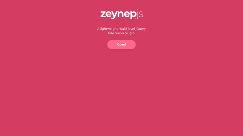 zeynepjs - a lightweight multi-level jQuery side menu plugin