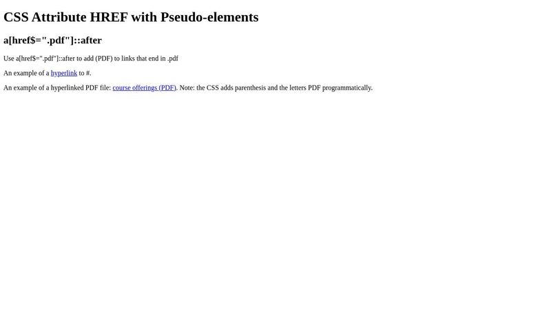 CSS Attribute HREF for PDFs