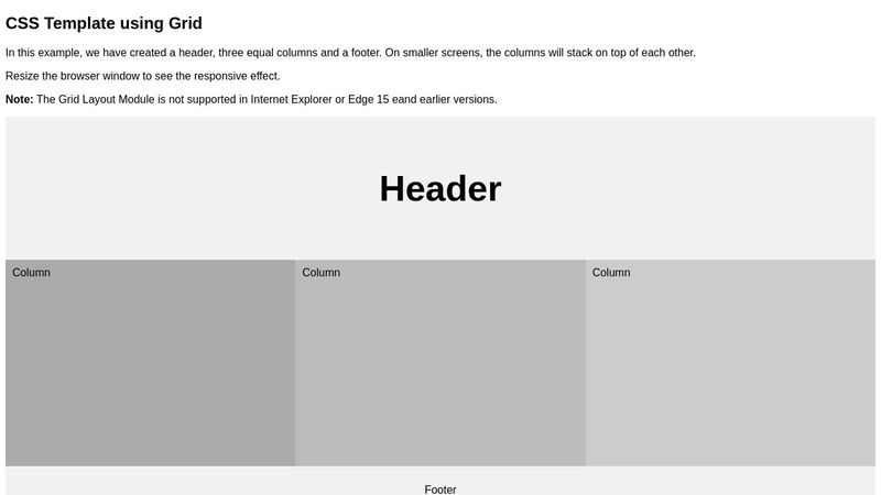 CSS Template using Grid equal