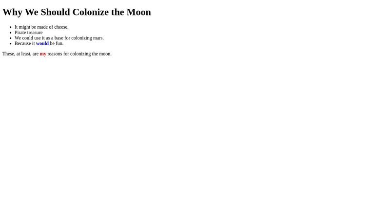 CSS Specificity - Colonizing the Moon