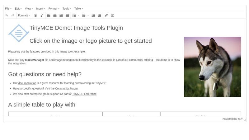 TinyMCE Image Tools Plugin