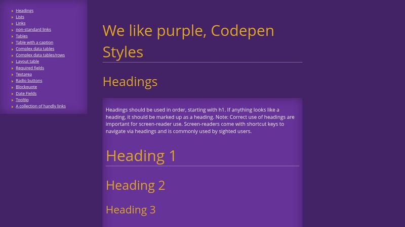 My Generic Codepen CSS Styles