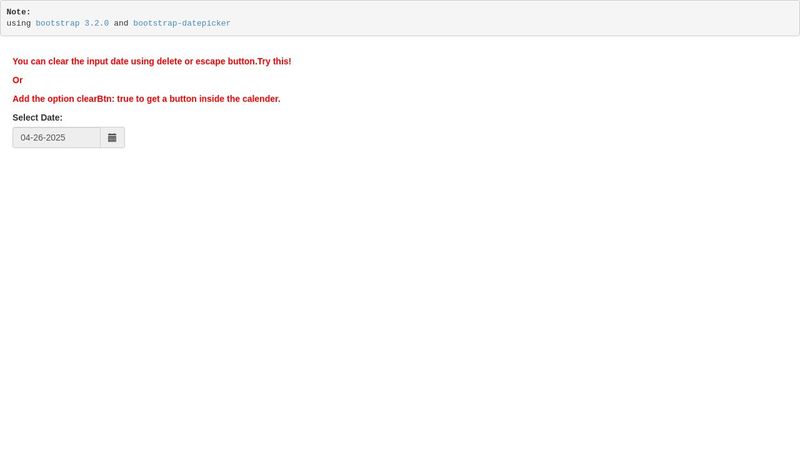clear datepicker values -Bootstrap Datepicker