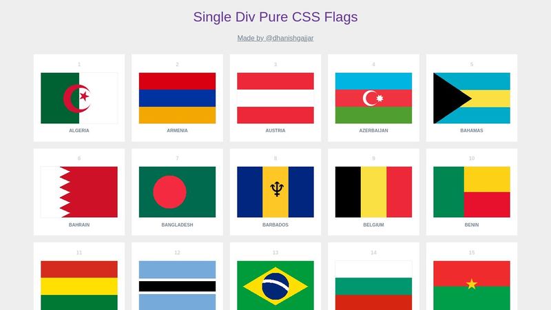 Pure CSS Flags, Single Divs