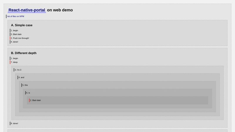 React-native-portal demo on web