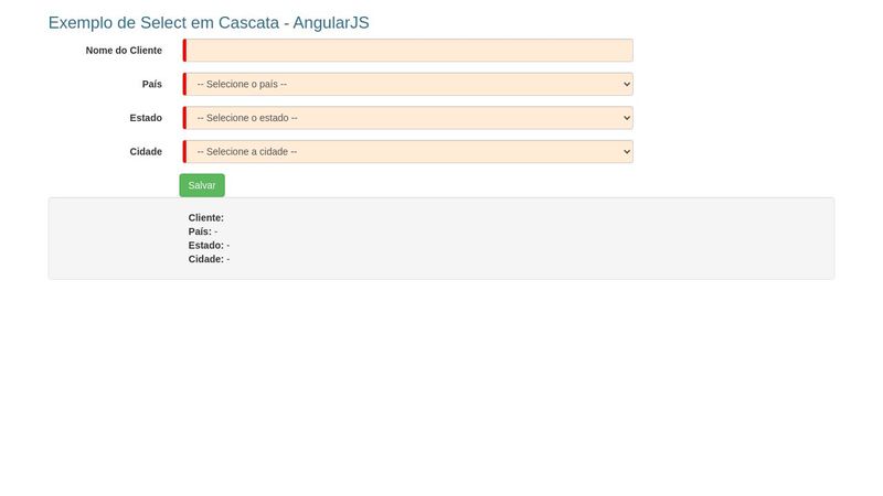 Exemplo de Select em Cascata - AngularJS
