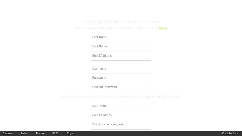CSS-Only Animated Placeholders