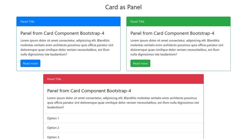 Panel in Card Component Bootstrap-4