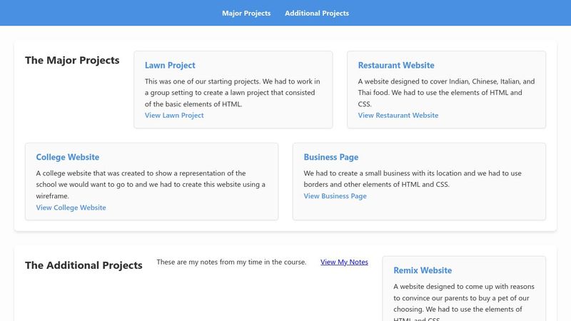 Major & Additional Projects