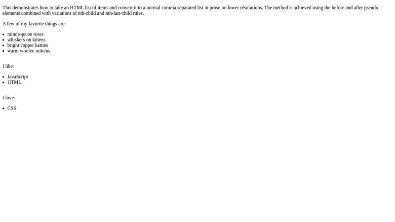 Comma Separated Lists