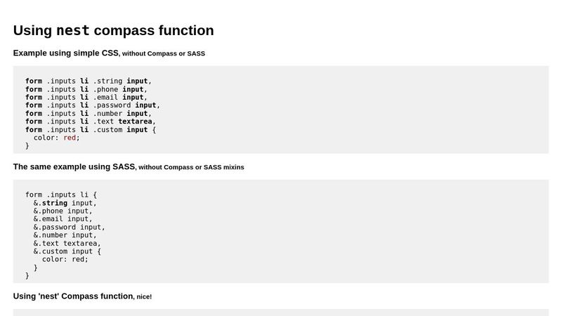 Using 'nest' compass function