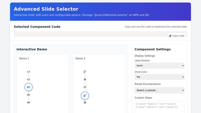 AI generated: Advanced Slide Selector custom element