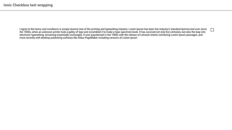 Ionic Checkbox text wrapping with top alignment