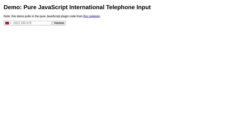 Demo: Pure JavaScript intl-tel-input