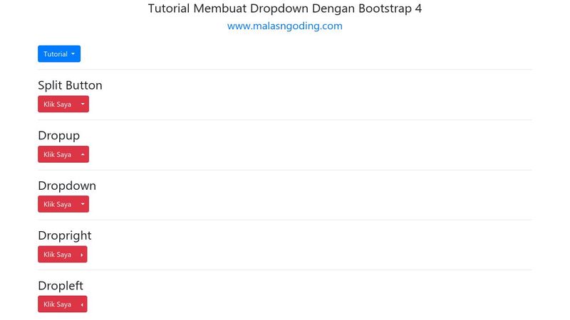 Tutorial Dropdown Bootstrap 4