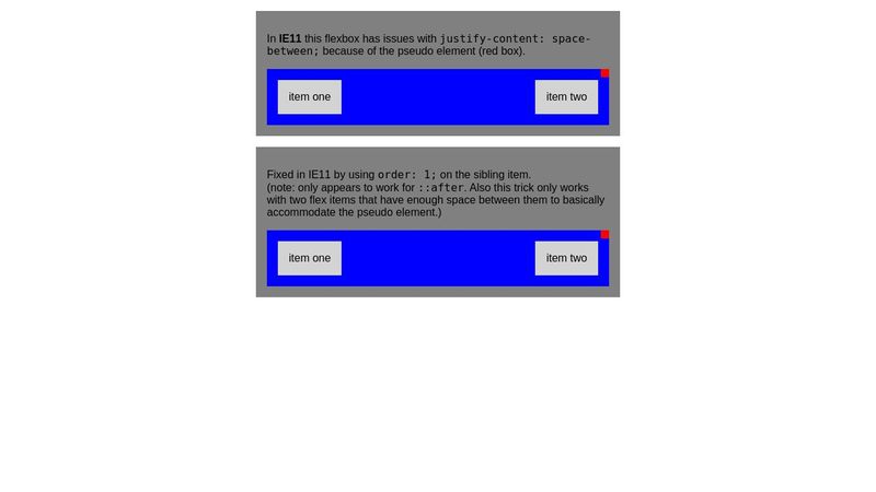 IE11 Flexbox Pseudo Element fix