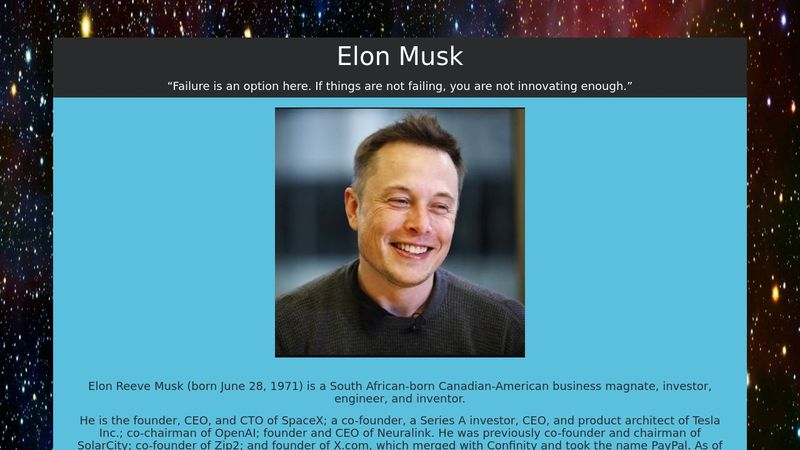 Elon Musk Tribute Page