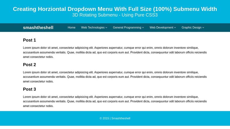 Creating Horizontal Dropdown Menu With Full Layout Size Width 3D Flipping Submenu