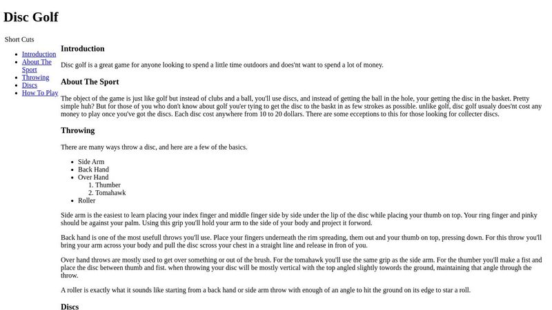 HTML Exercise Technical Documentation Page