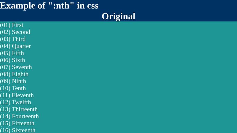 example #2 - :nth-child in css