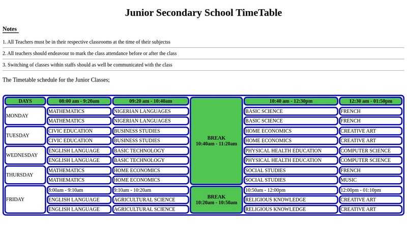 Task8b: JSS TimeTable