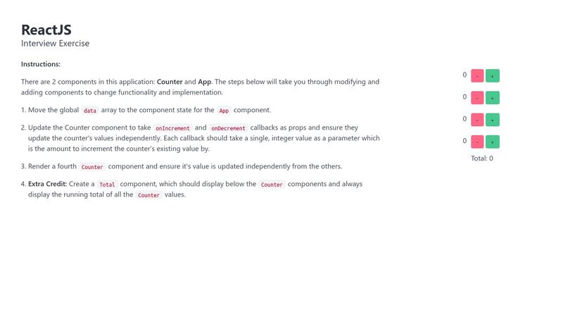 ReactJS Interview Exercise Functional Component