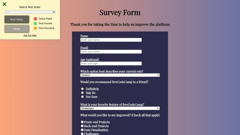 Free Code Camp - Survey Form
