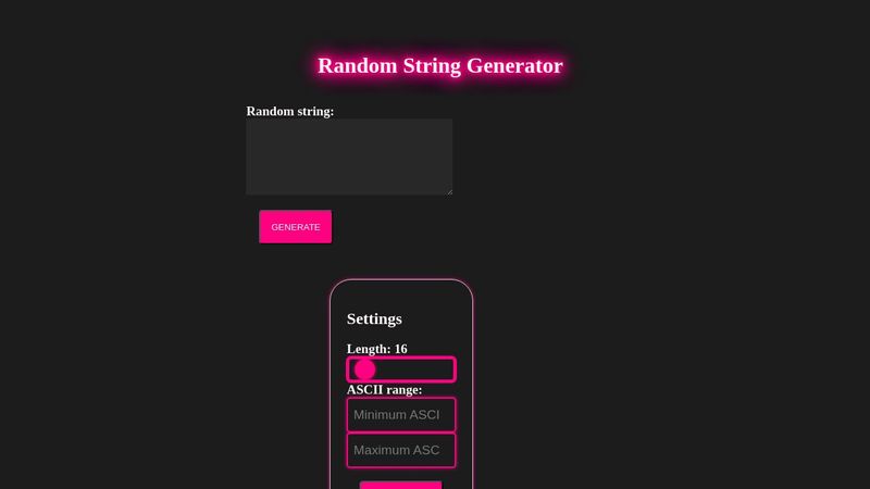 Random ASCII String Generator