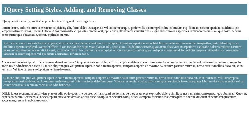 Jquery Setting Styles Adding And Removing Classes