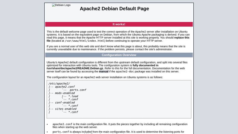 Apache2 Debian Default page