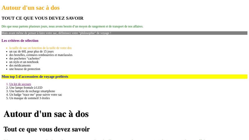 Exercice HTML/CSS #01 - Sac à dos