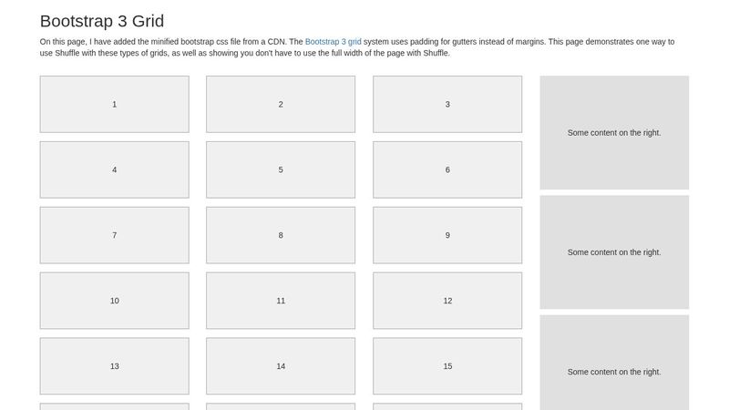 Shuffle v5 Bootstrap 3 grid