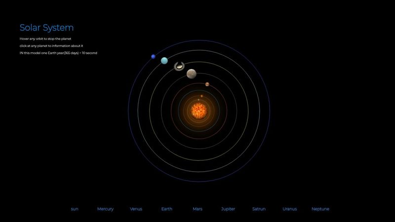 solar system pure css and js
