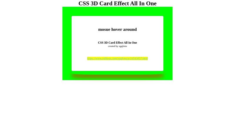 CSS 3D Card Effect All In One