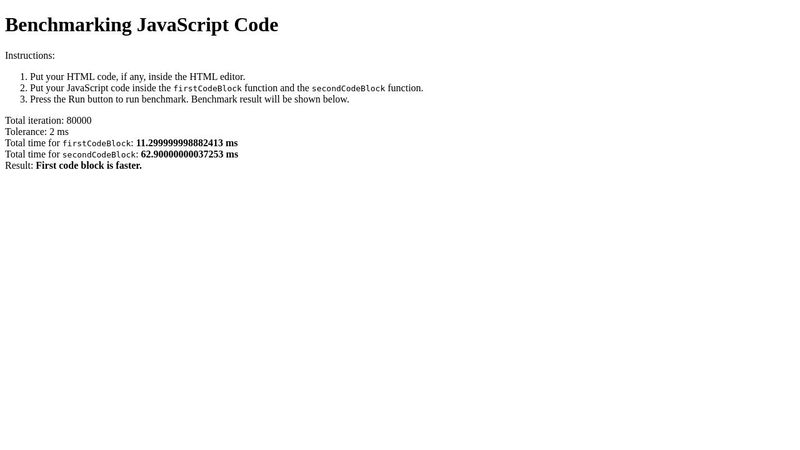 Benchmarking JavaScript Code