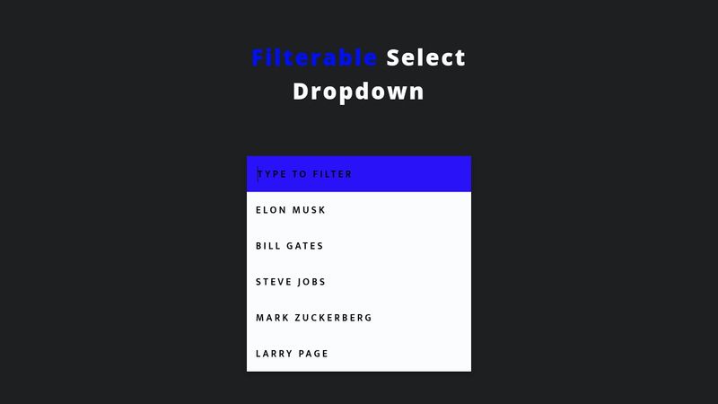 CSS styled and filterable select dropdown