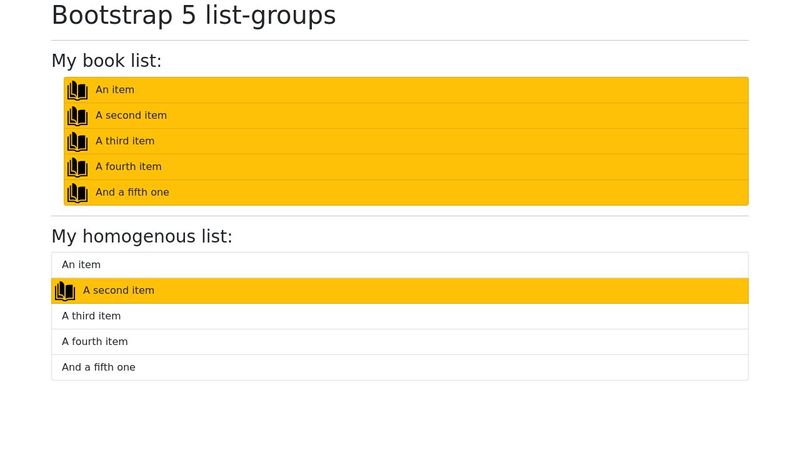 Bootstrap list with icon