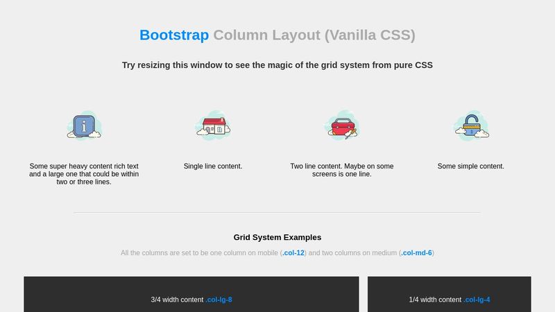 Bootstrap Columns Layout (Vanilla CSS)