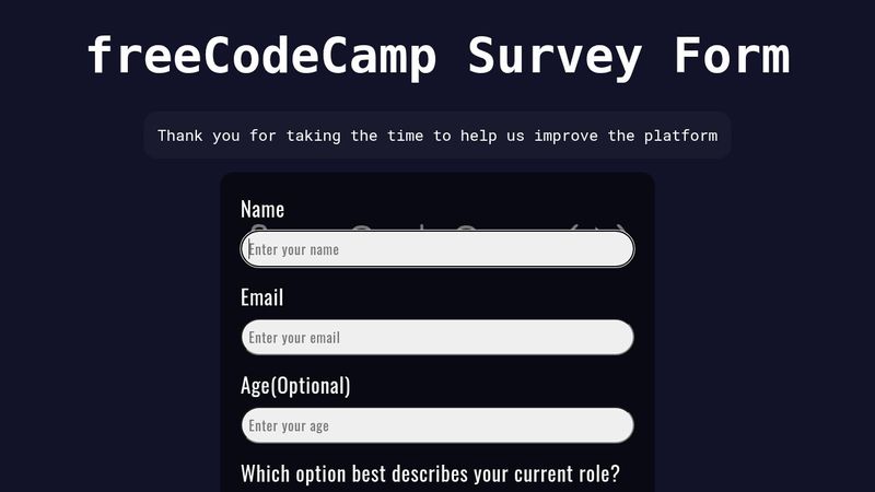 Survey Form - freeCodeCamp