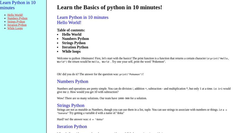 Learn Python in 10 minutes!