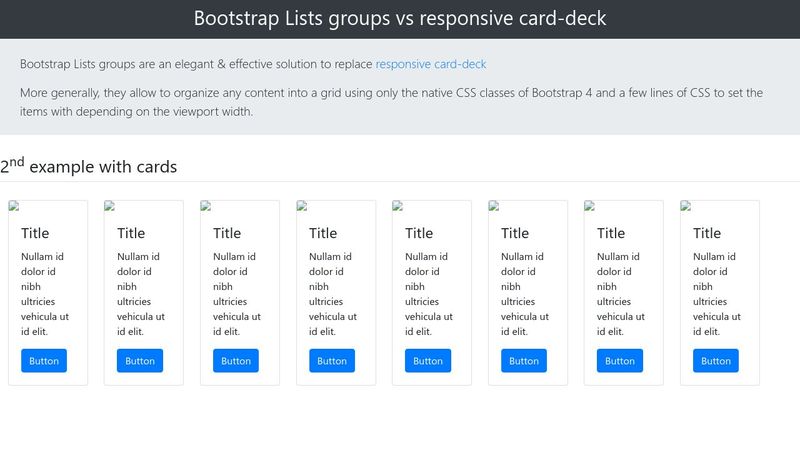 Bootstrap Lists groups vs responsive card-deck