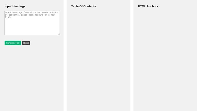 HTML Table Of Contents Generator