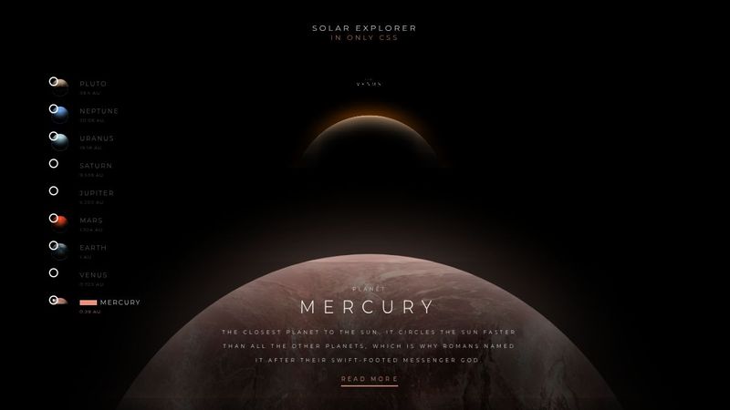 Solar System Explorer in CSS only