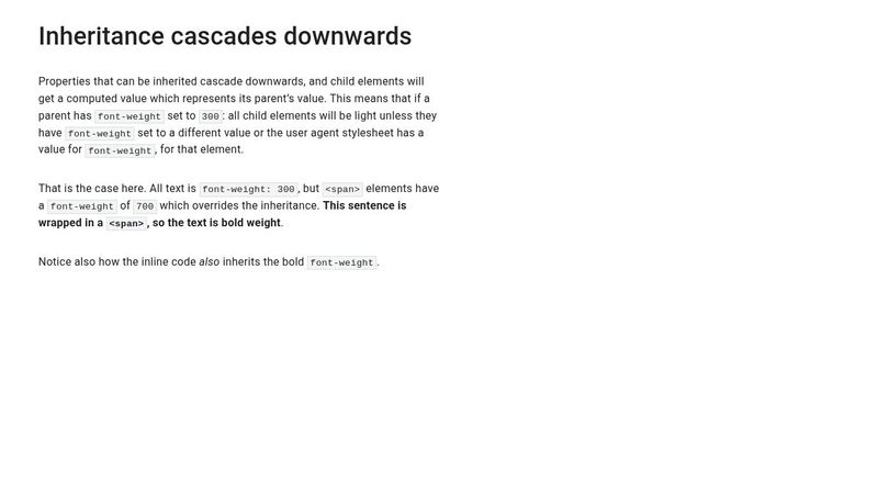 Learn CSS - Inheritance cascades downwards