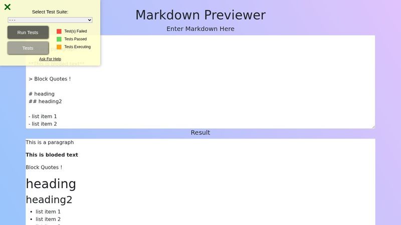 Build a Markdown Previewer (freeCodeCamp)