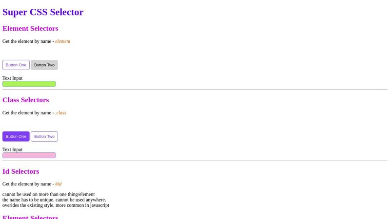 CSS Selectors example