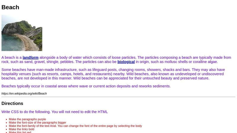 Wikipedia Beach (CSS Practice)