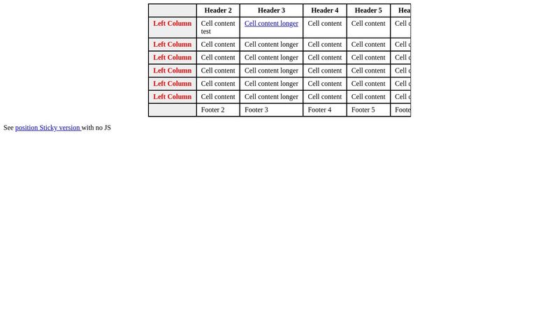 Horizontal scrolling table with Fixed first column