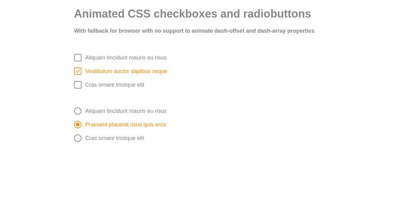 Animated CSS checkboxes and radiobuttons