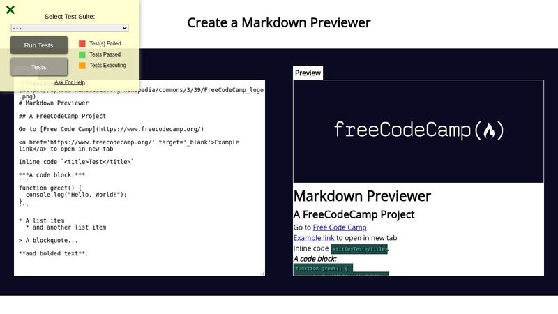 Project FrontEnd Libraries: Build a Markdown Previewer
